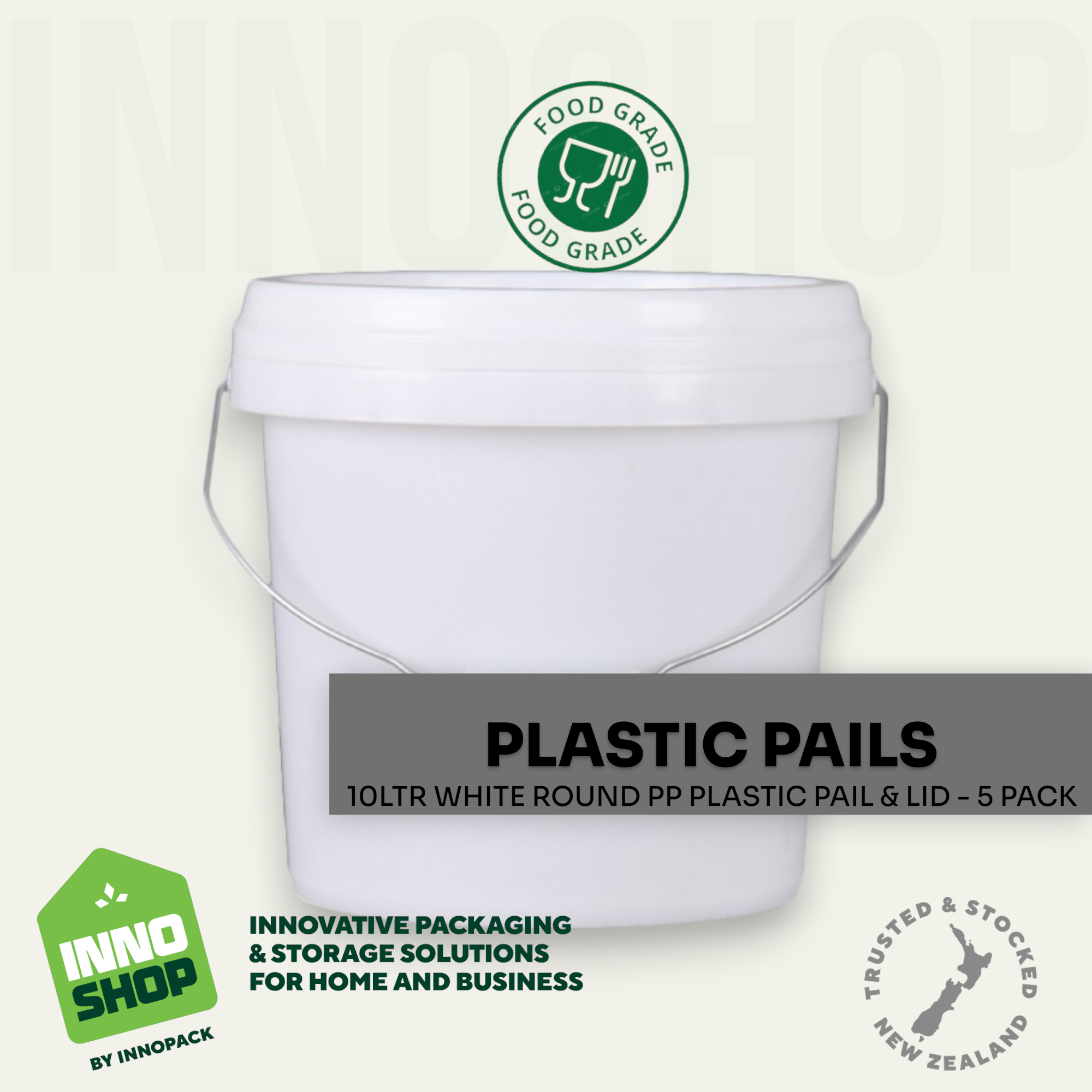 10LTR WHITE PLASTIC PAIL & LID – INNOSHOP by INNOPACK