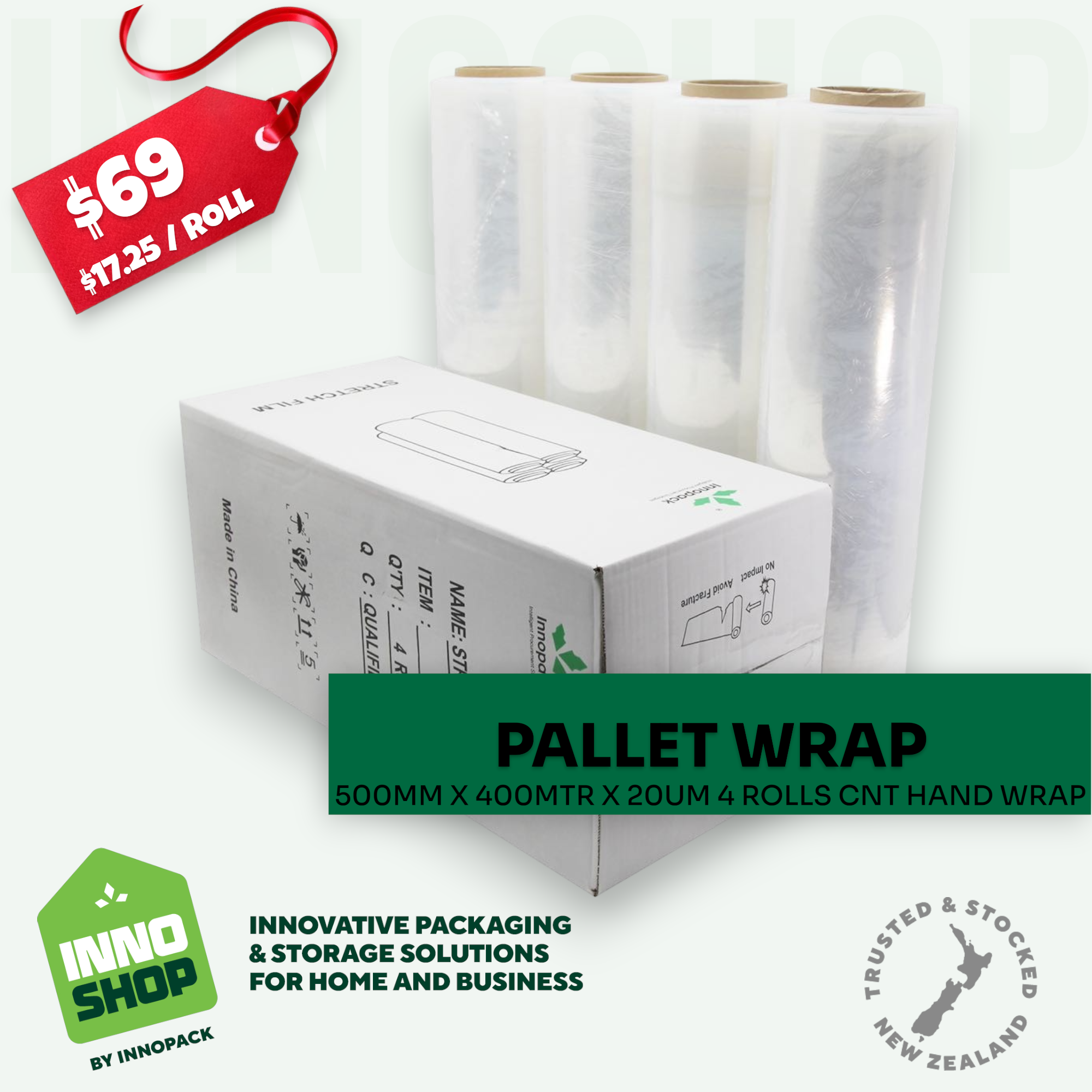 HANDWRAP 500MM X 400MTR X 20UM PE 4 ROLLS / CARTON CAST – INNOSHOP by ...