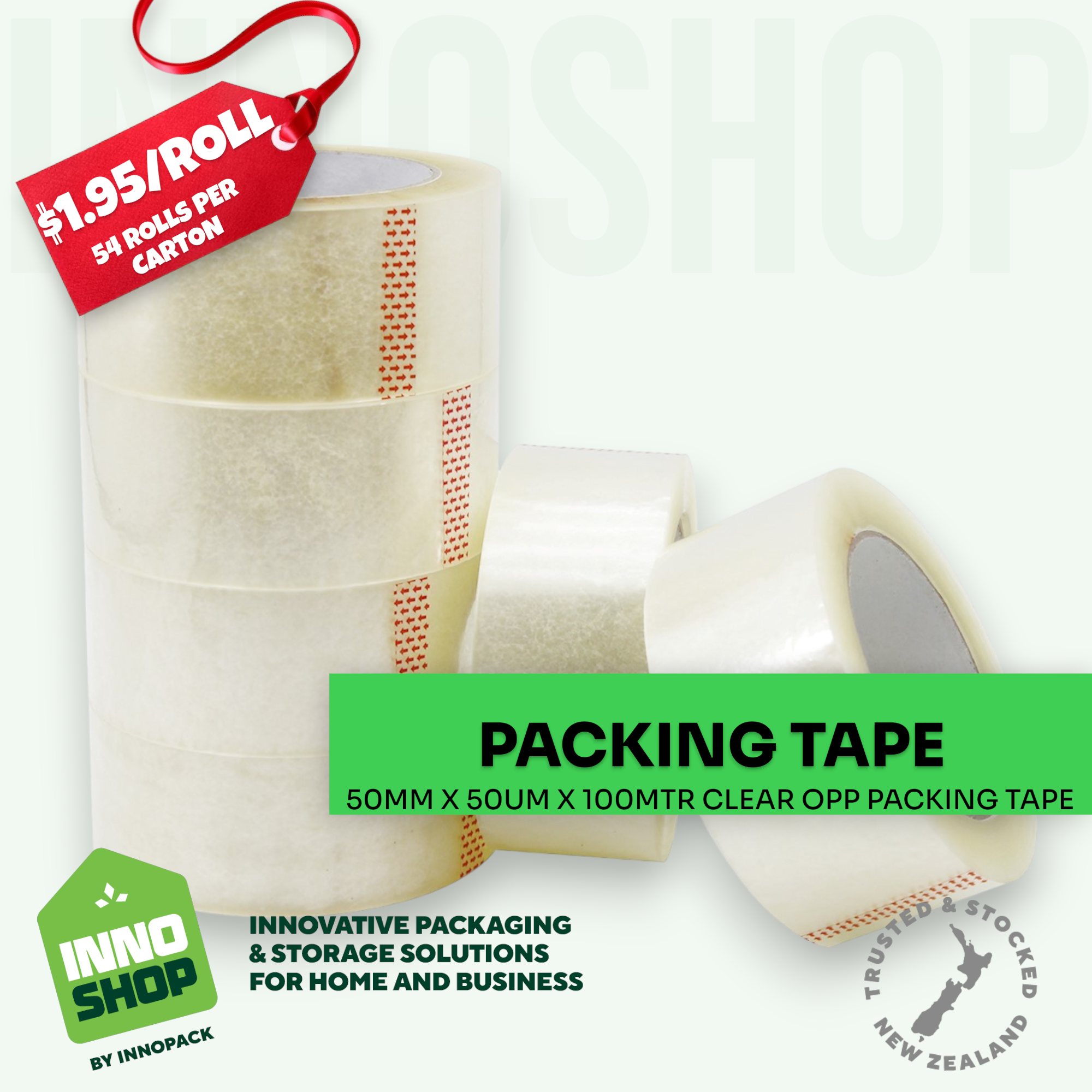 PACKING TAPE 50MM X 50UM X 100MTR CLEAR OPP PACKING TAPE (54 ROLLS ...